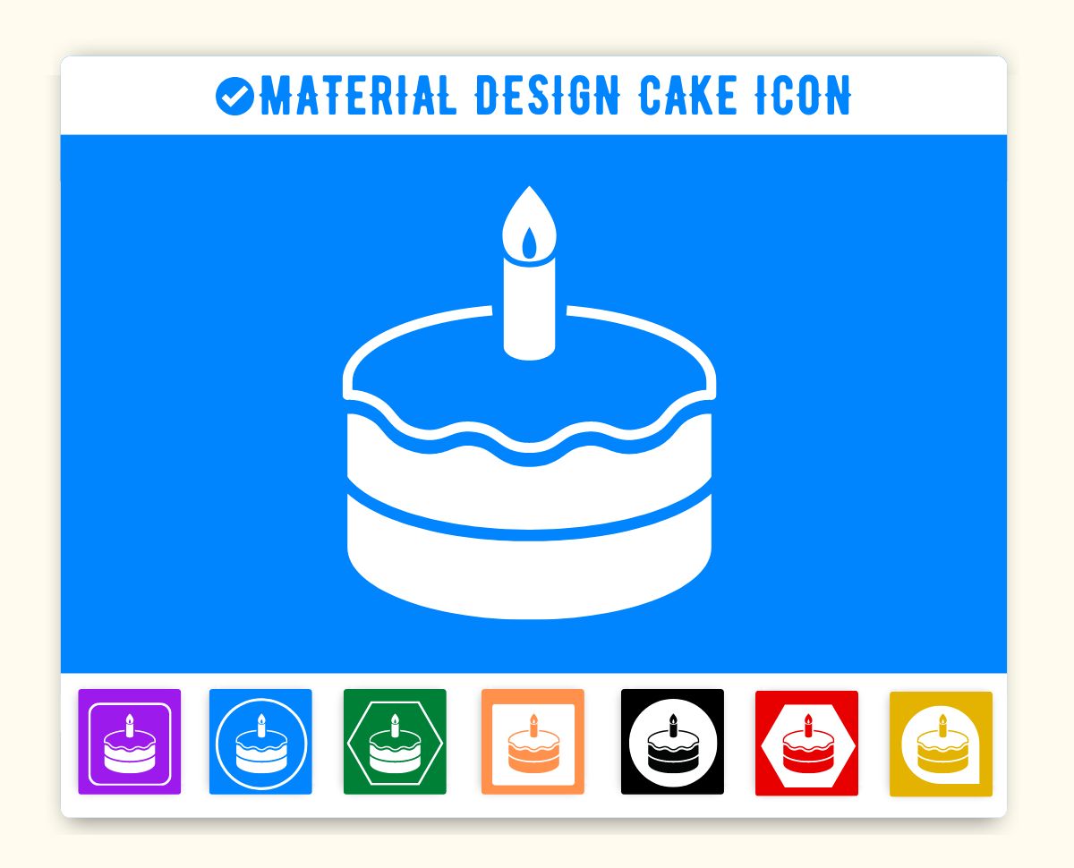 Material Design Cake Icon | (Birthday) Material UI Cake Icon, Vuetify ...