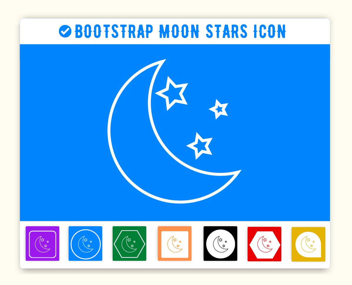 Bootstrap Moon Stars Icon | Bi Bi Moon Stars Icon Code, HTML, CSS, Color, Button