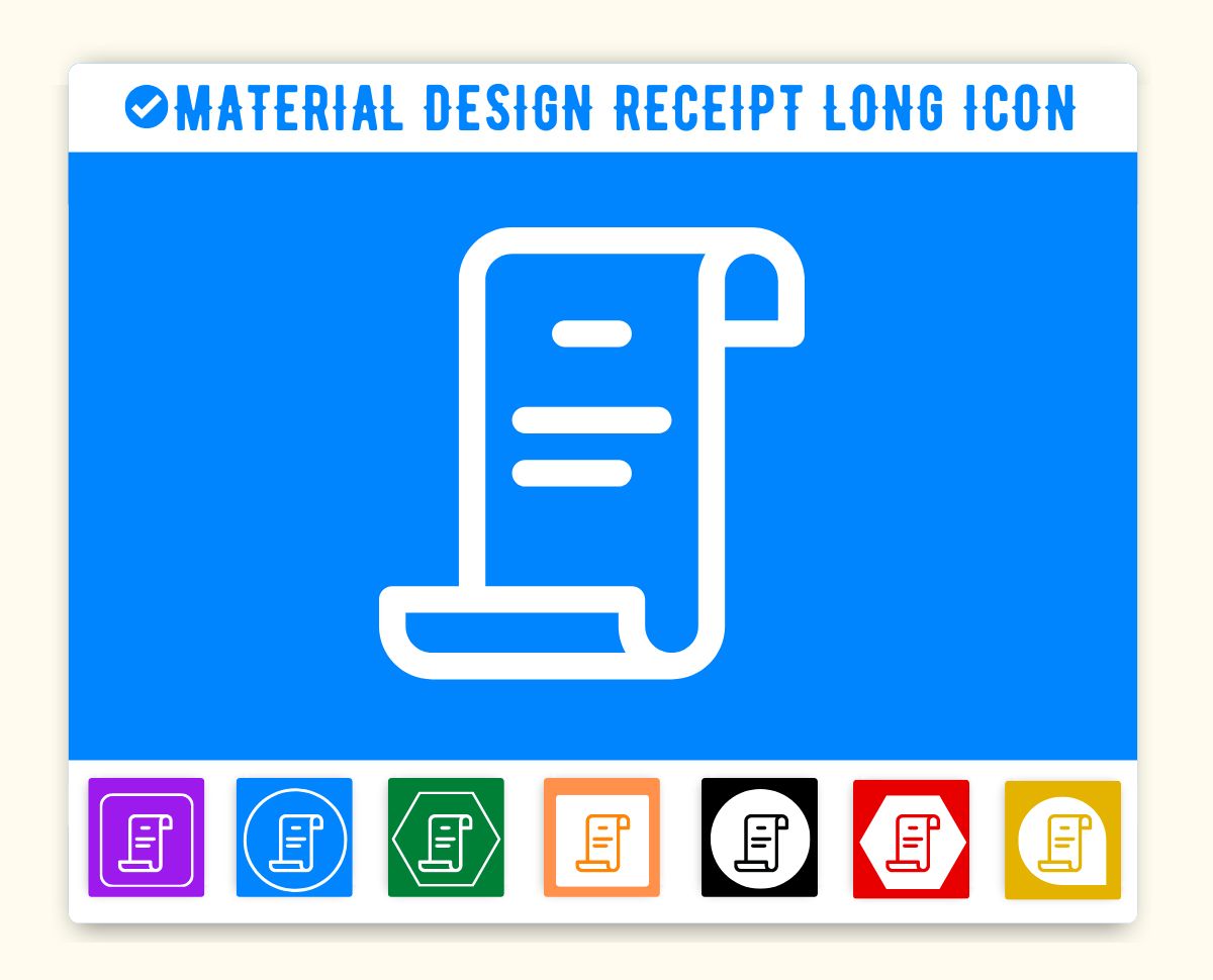 Material Design Receipt Long Icon | (Transaction) Material UI Receipt ...