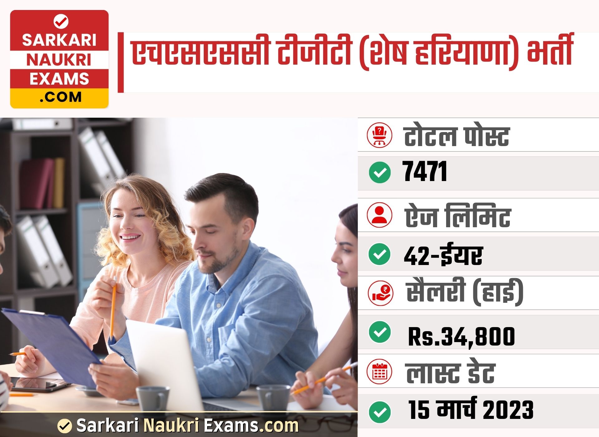 HSSC TGT Recruitment Form 2023 Harayana Teacher 7471 Post Vacancy