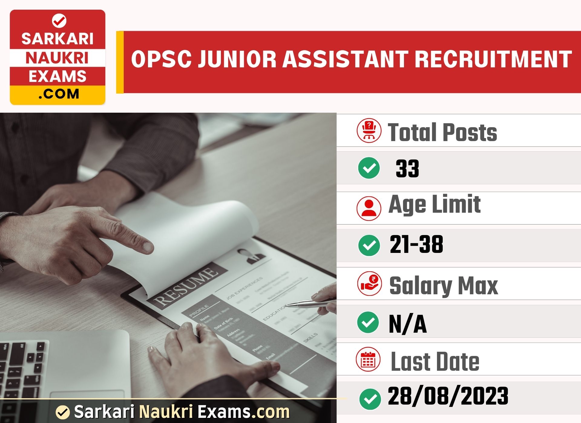 OPSC Junior Assistant Recruitment 2023 | 33 Post Apply Online | 33 Vacancy | Last Date | Exam ...