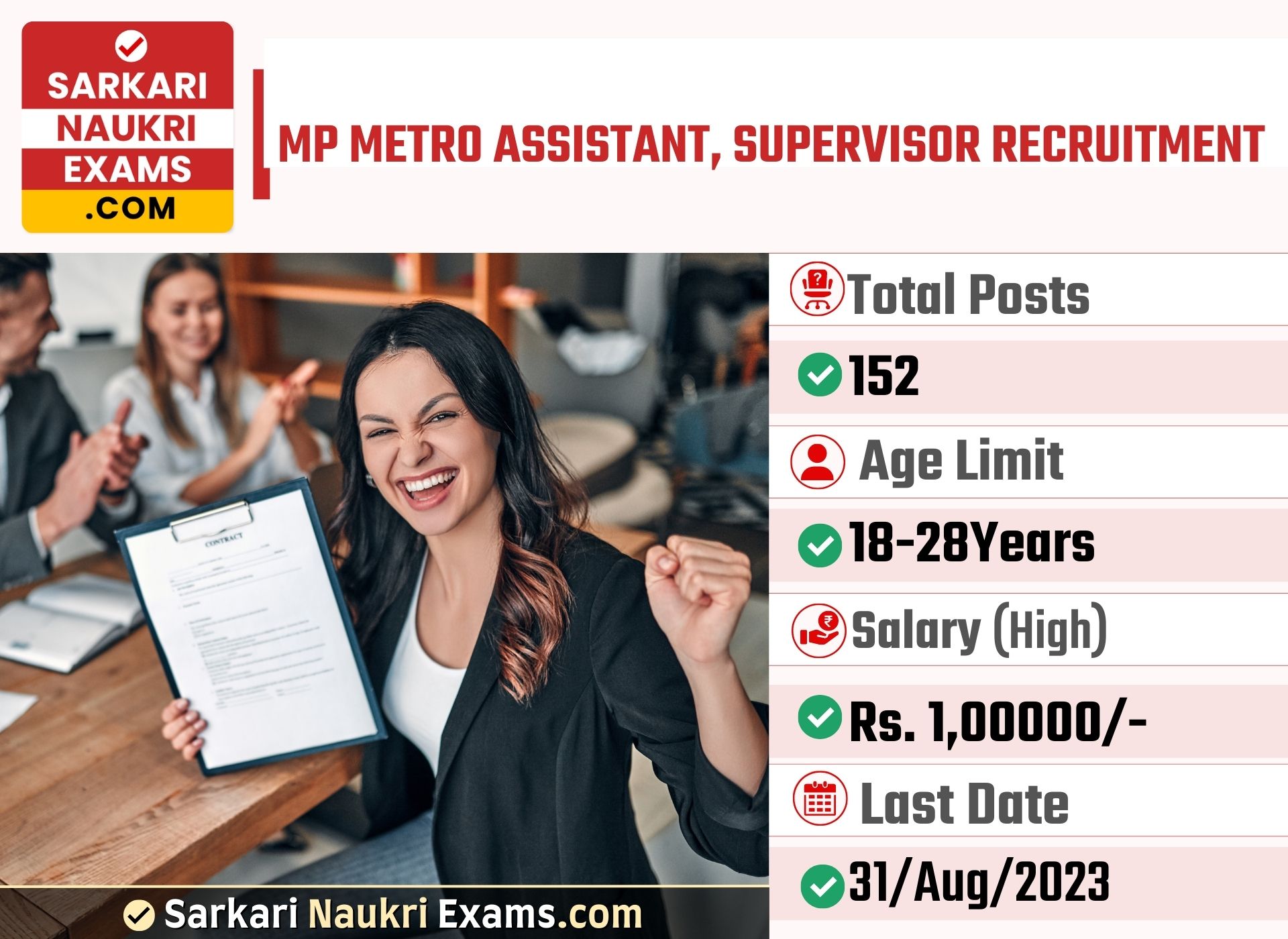 MP Metro Assistant, Supervisor Recruitment 2023 | 152 Vacancy Online ...